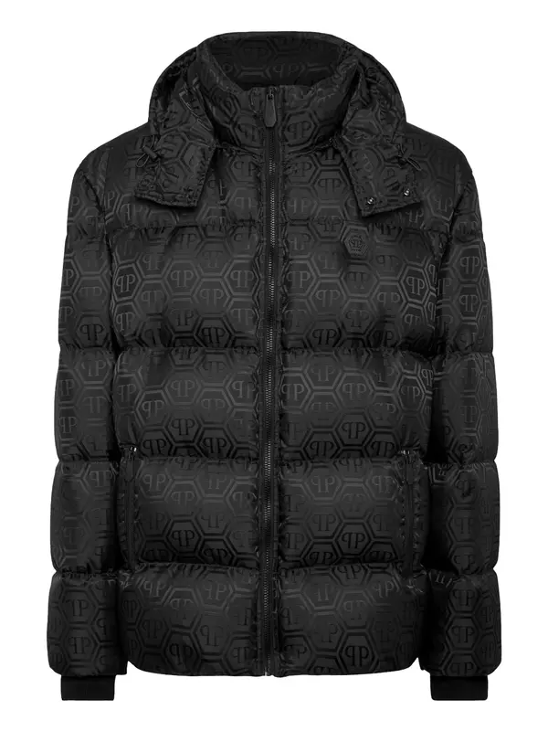 Philipp Plein Monogram-jacquard Padded Jacket - Black