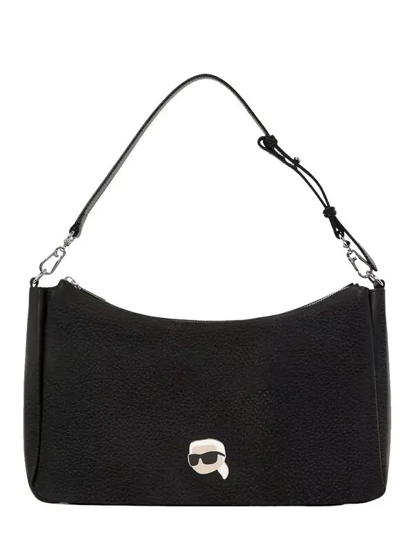 Karl Lagerfeld Ikon Pebbled Shoulder Bag - Black
