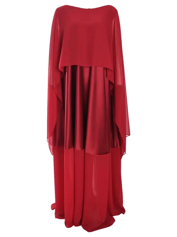Talbot Runhof Cape Maxi Dress - Red