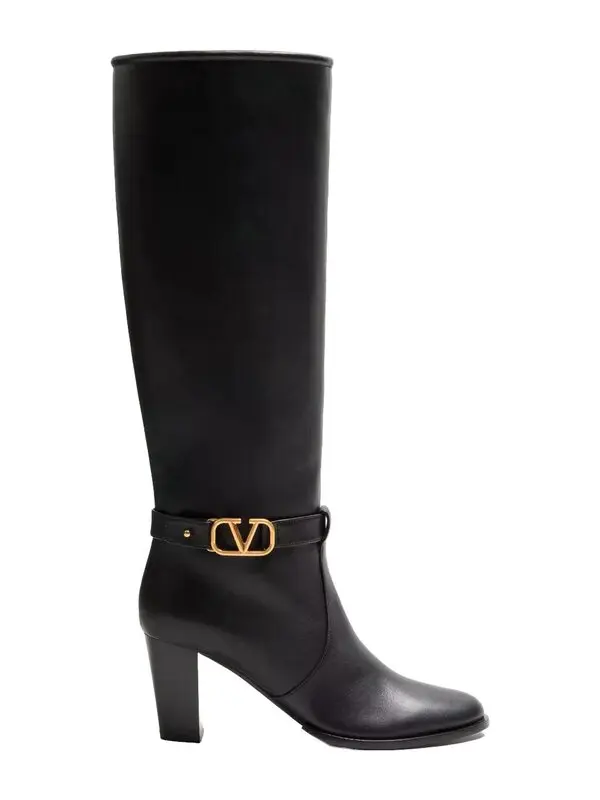 Valentino Garavani 75mm Vlogo Signature Leather Boots - Black