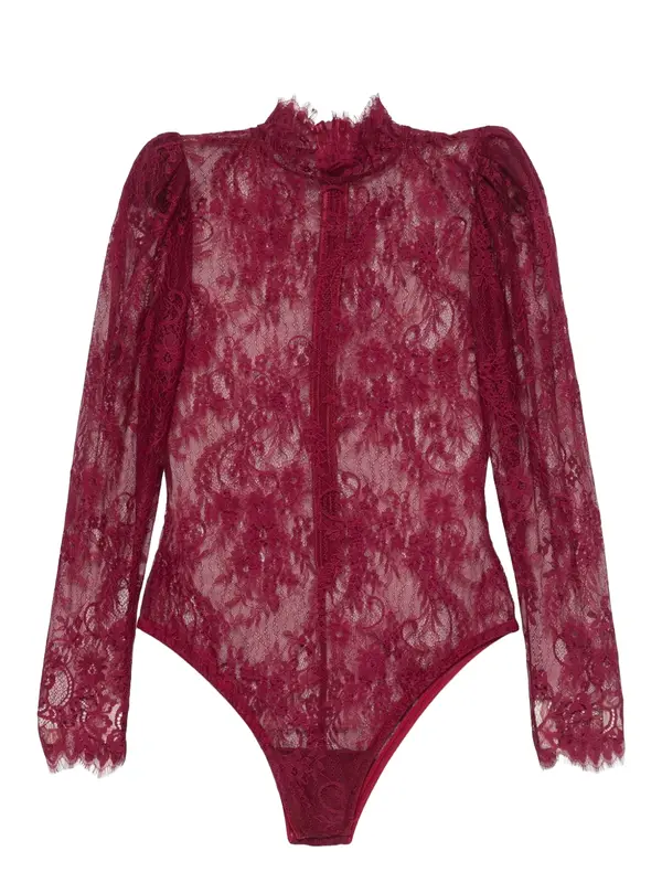 ANA RADU Chantilly Lace Bodysuit - Red