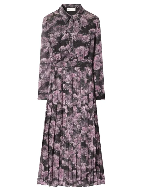 Tory Burch Floral-print Pleated Silk Dress - Pink