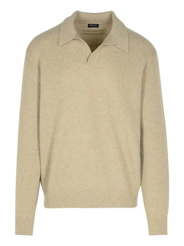 Zegna Cashmere Polo Sweater - Beige