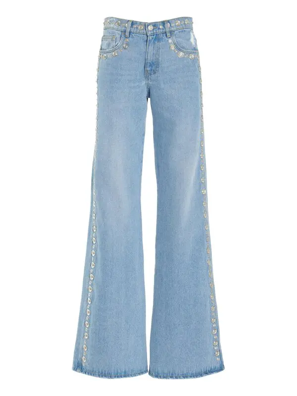 Coperni Studded Rigid High-rise Wide-leg Jeans - Light Wash