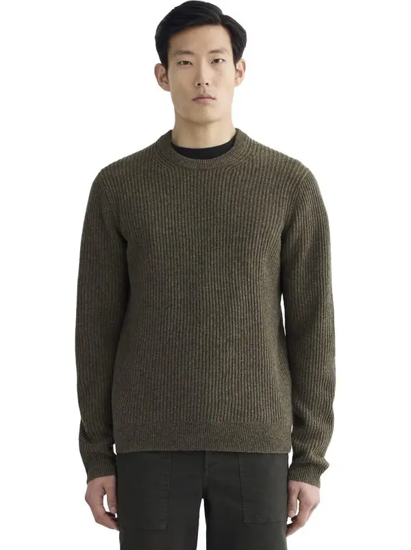 Everlane Fisherman Crew Neck Sweater - Heathered Army Green