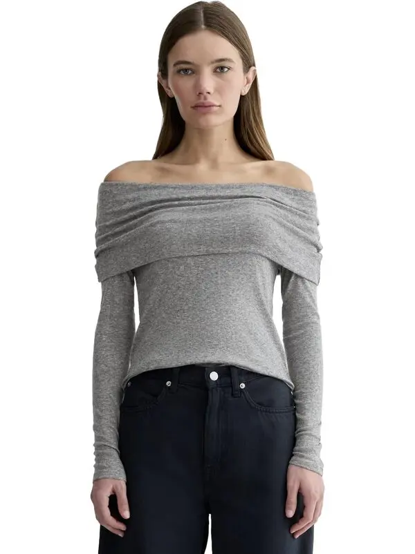 Everlane Butterluxe Wool Off-the-shoulder Top - Heather Charcoal