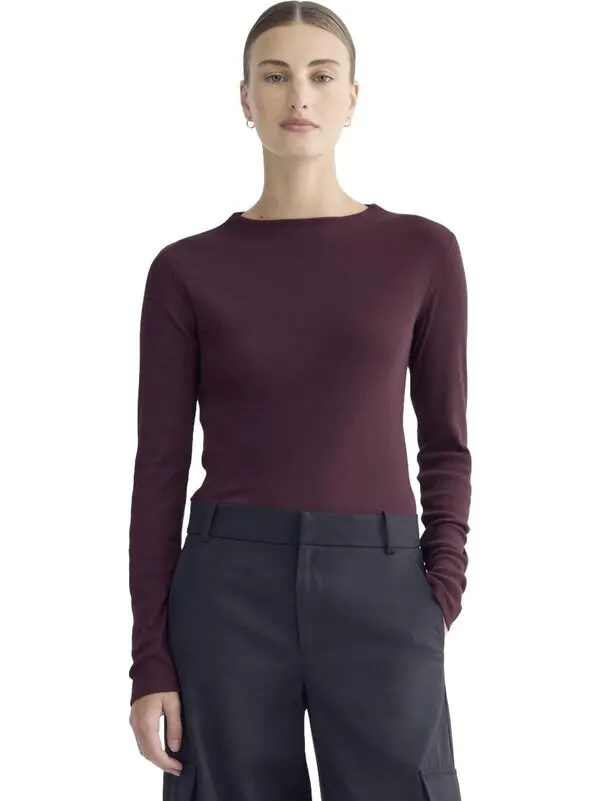 Everlane Luxe Rib Funnel-neck T-shirt - Heathered Port Royale