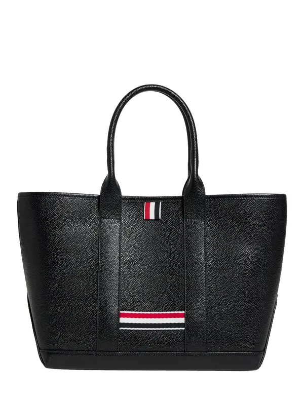 Thom Browne Small Leather Tool Tote Bag - Black
