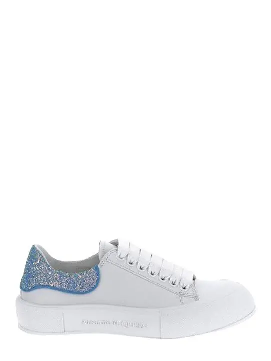 Alexander McQueen Deck Plimsol Sneakers - White/blue Glitter
