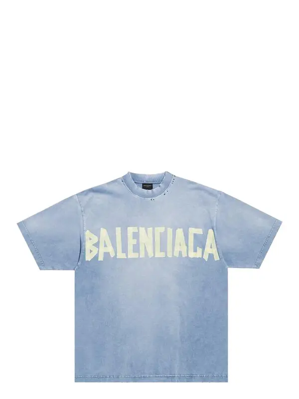 Balenciaga Tape Type Medium Fit T-shirt 'faded - Blue
