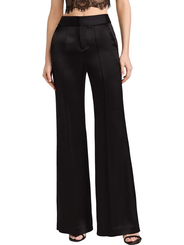Alice + Olivia Dylan Satin Trousers - Black