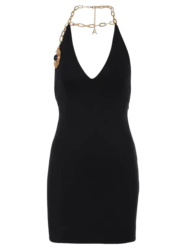 AREA Chain-detail Mini Dress - Black