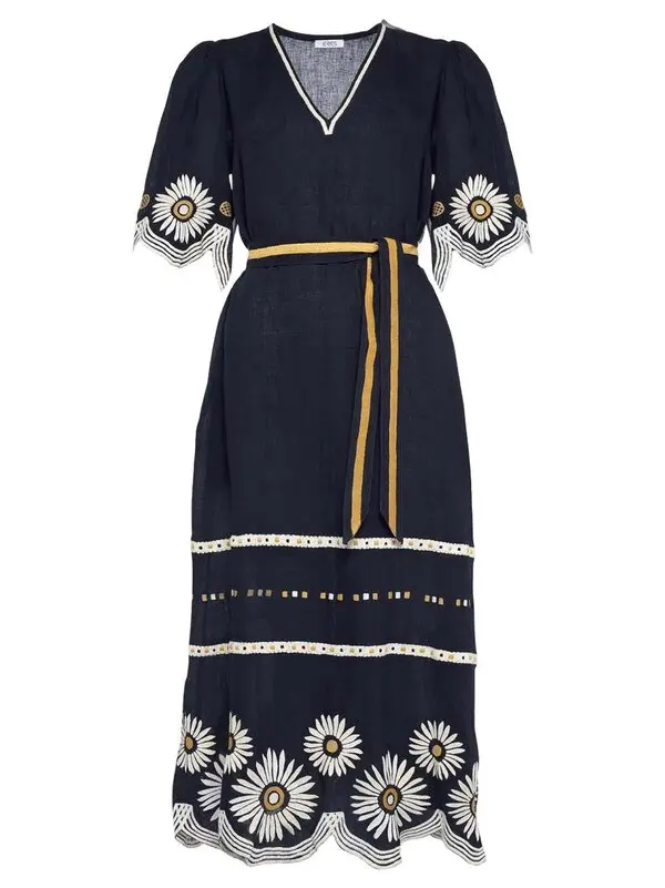 ERES Hortense Embroidered Midi Dress - Black