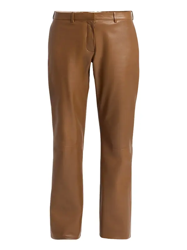 THE ROW Selviese Leather Pants - Dark Brown