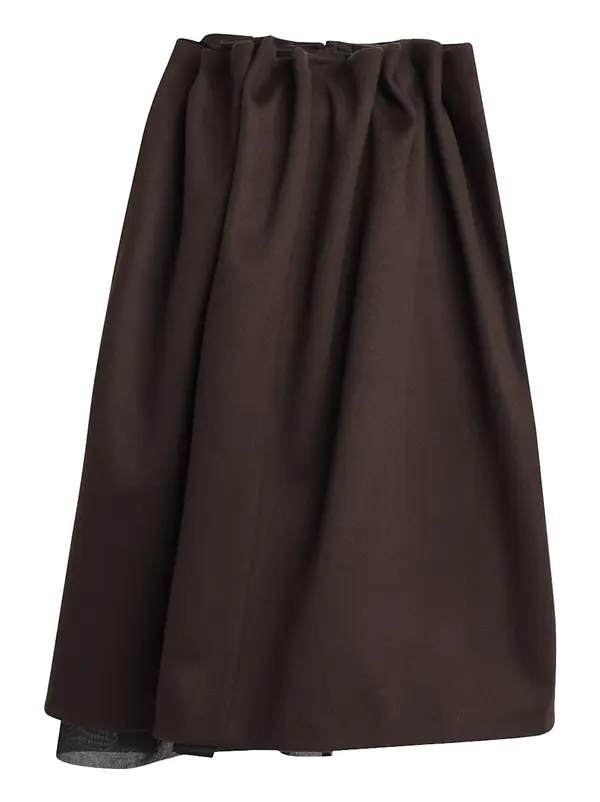 THE ROW Lamartine Gathered Midi Skirt - Bark