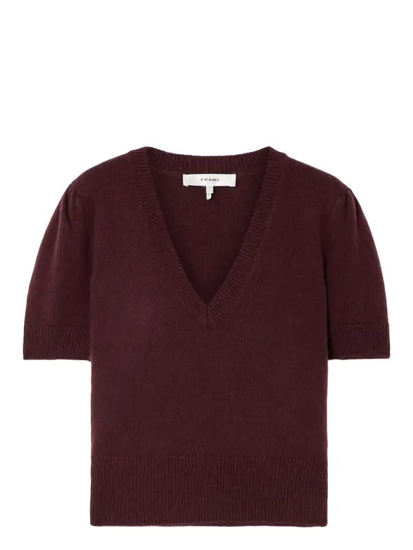 FRAME Gathered Recycled-cashmere Sweater - Red