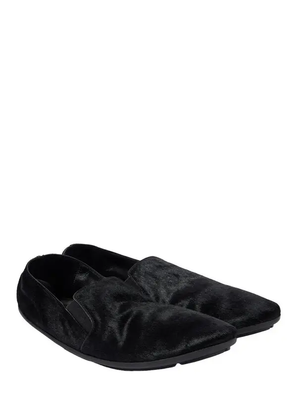 THE ROW Vincit Pony Hair Slip-on Shoes - Black