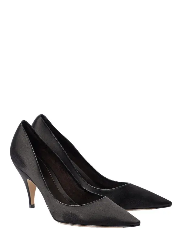 THE ROW Liisa Satin Pointed Toe Pumps - Black