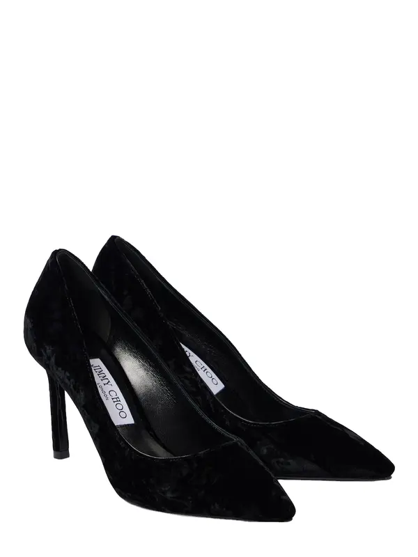 JIMMY CHOO Romy 85 Velvet Pumps - Black