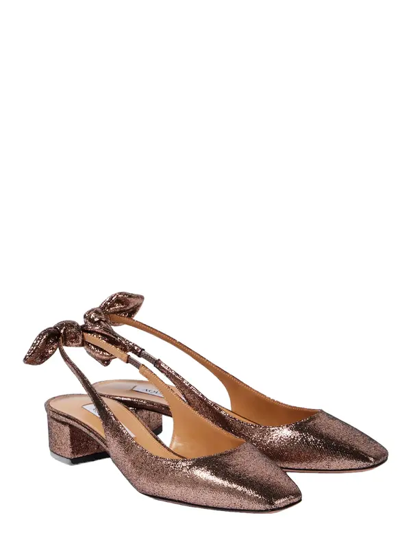 AQUAZZURA Very Bow Tie Slingback Pumps - Gold