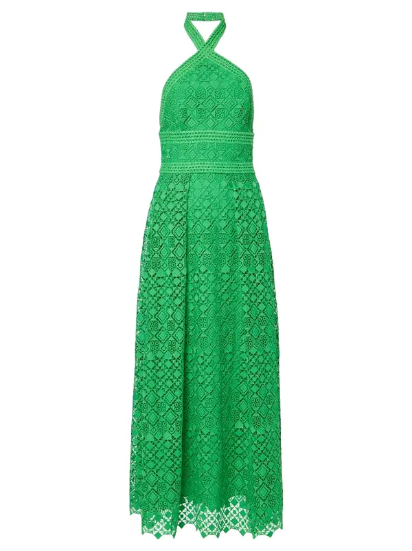 Elie Saab Halterneck Midi Dress - Green