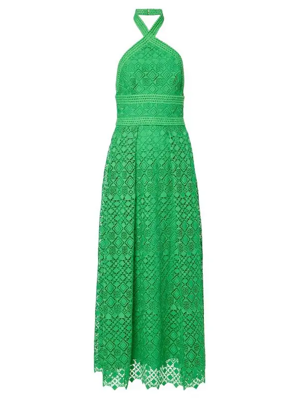 Elie Saab Halterneck Midi Dress - Green