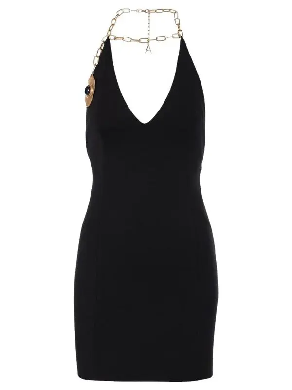 AREA Chain-detail Mini Dress - Black