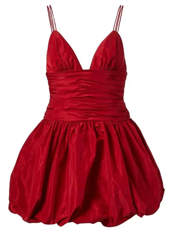 Staud Loren Ruched Mini Dress - Red