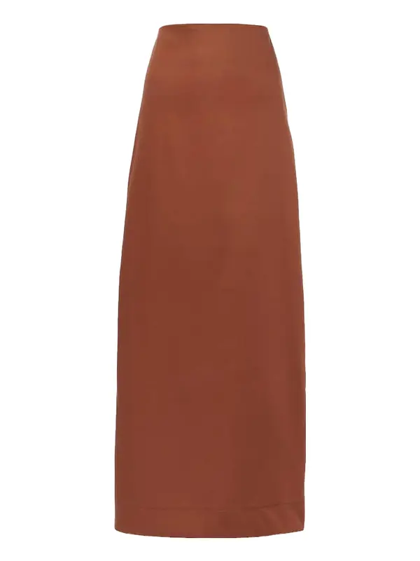 ADRIANA DEGREAS Solid Cotton Maxi Skirt - Brown