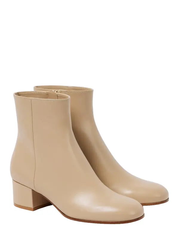 GIANVITO ROSSI Joelle 45 Leather Ankle Boots - Beige