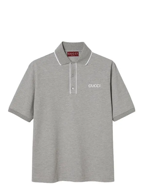 Gucci Cotton Piquet Polo Shirt - Grey