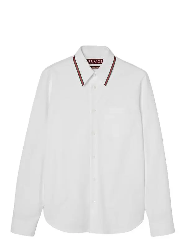 Gucci Oxford Cotton Shirt With Web - White