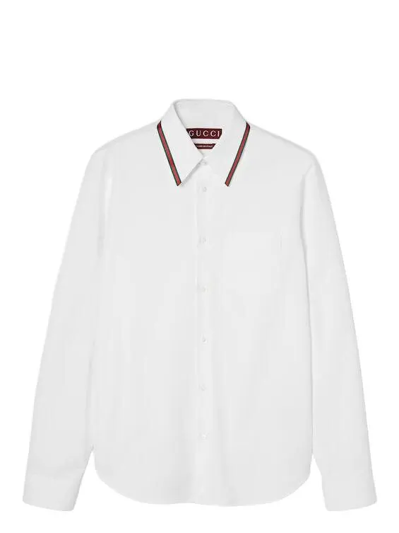 Gucci Oxford Cotton Shirt With Web - White
