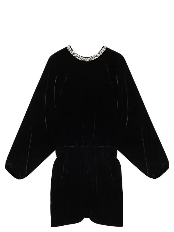 Isabel Marant Beniga Gathered Velvet Dress - Black