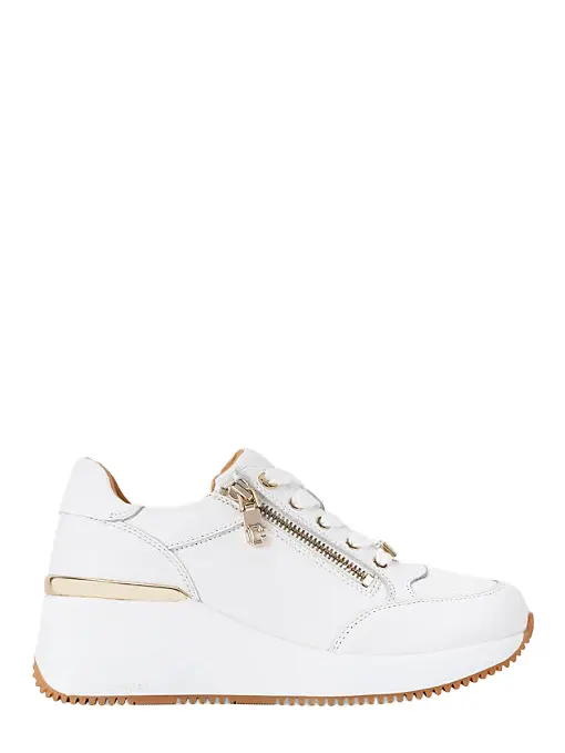 Carvela Skyline Zip-embellished Wedge Low-top Trainers - White