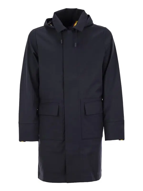 K-WAY Poirol Jacket In Wool-blend Technical Fabric - Blue