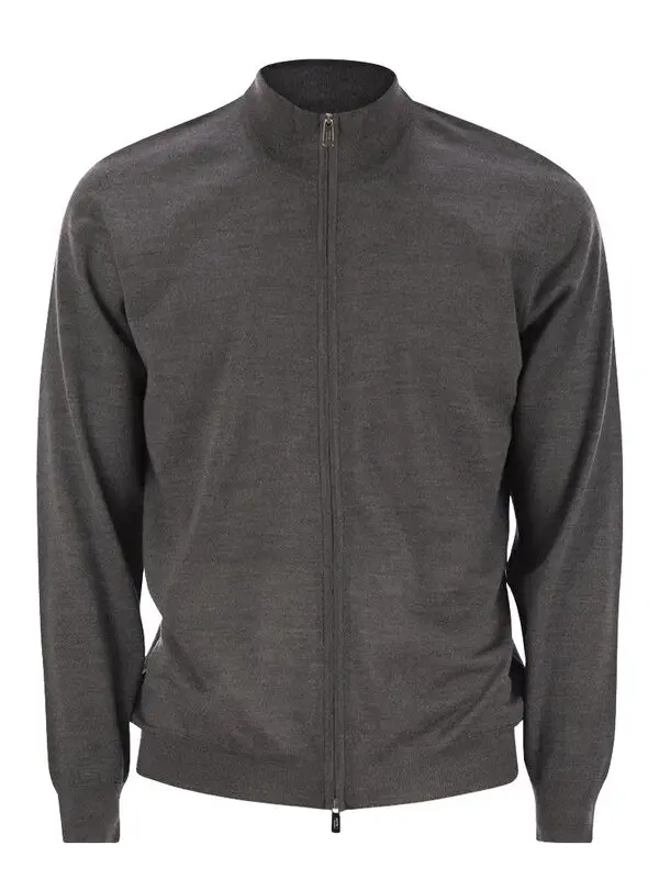 Fedeli Favonio Virgin Wool Full Zipper Sweater - Grey