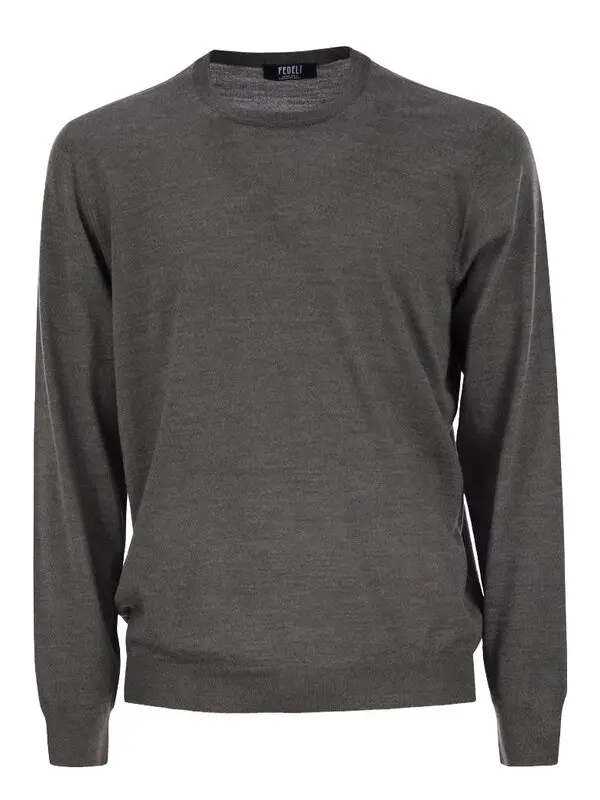 Fedeli Virgin Wool Crew-neck Sweater - Black