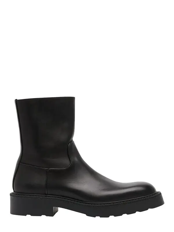 THE ROW Leather Moto Boots - Black