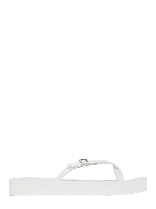 STUART WEITZMAN Embellished Platform Flip Flops - White