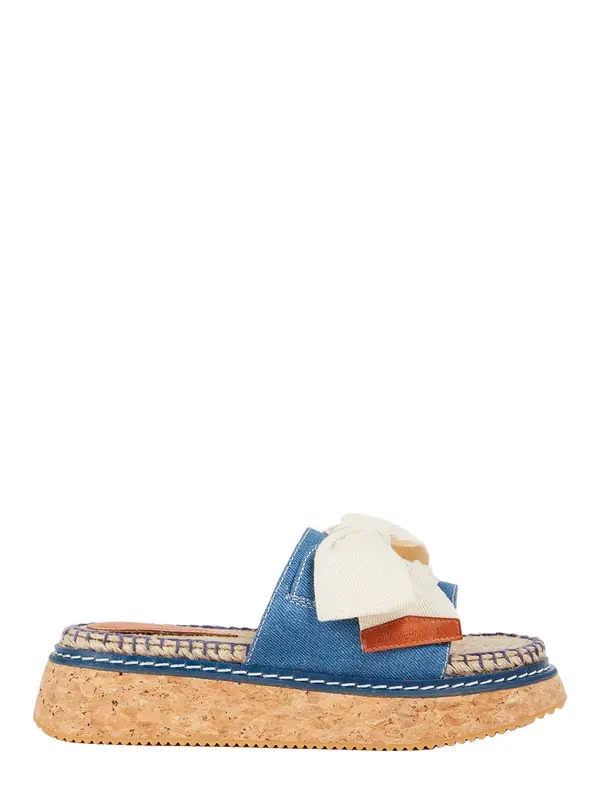 Zimmermann Canvas And Denim Espadrille Slides - Mid Denim
