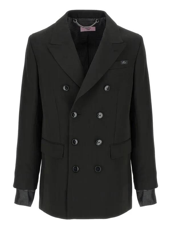 Martine Rose Striped Double-breasted Blazer - Black