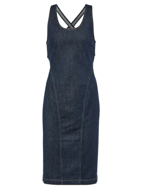 Alaïa Sculpt Denim Dress - Blue
