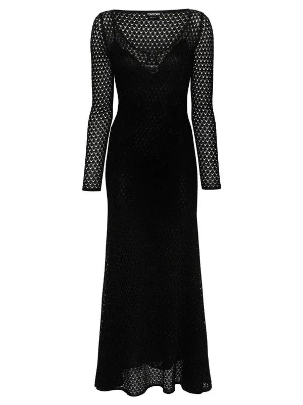 TOM FORD Lurex Crochet Maxi Dress - Black