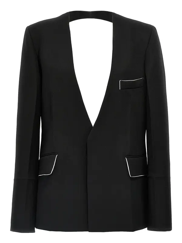 Victoria Beckham Shrunken Collarless Open-back Blazer - Black