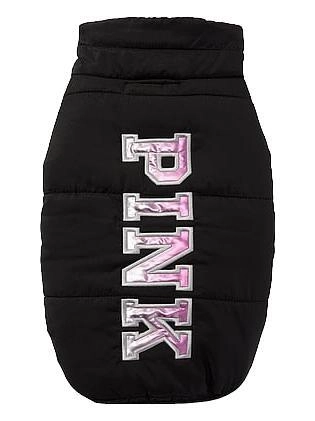 Pink Pup Puffer Jacket - Black