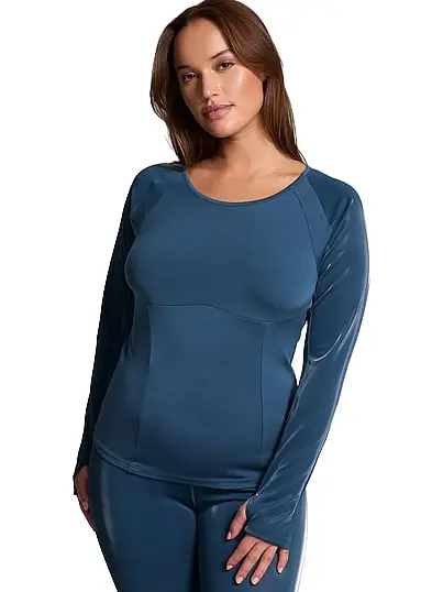 Victoria's Secret Vsx Activate™ Sheer Liquid Shine Long-sleeve Top - Blue