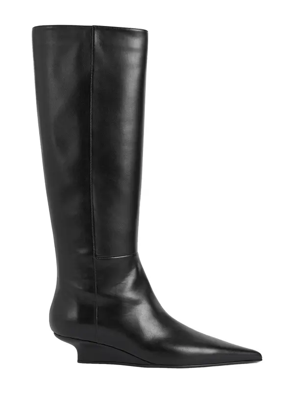 TOTEME Sharp Leather Knee-high Boots - Black