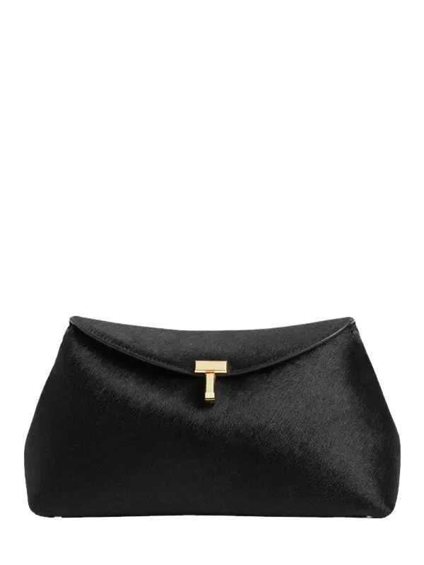 TOTEME T-lock Pony Hair Clutch - Black