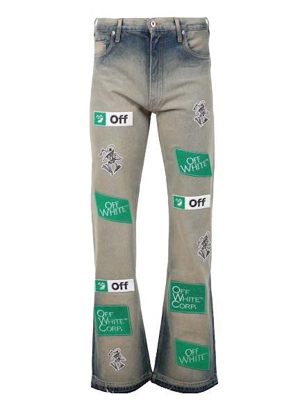 Off-White Diag Logo Relax Slim Jeans - Grey